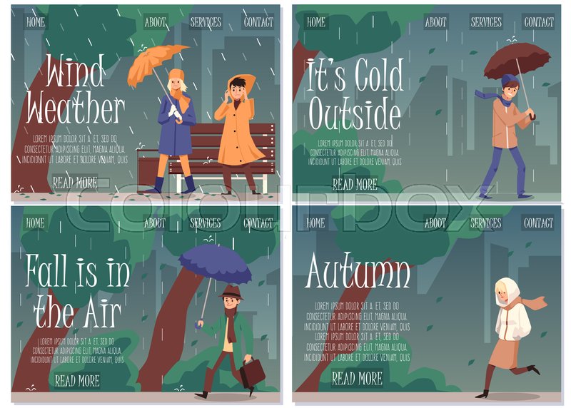 Set of wind rainy and cold stormy ... | Stock vector | Colourbox