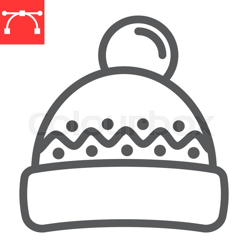 Winter hat line icon, merry christmas ... | Stock vector | Colourbox