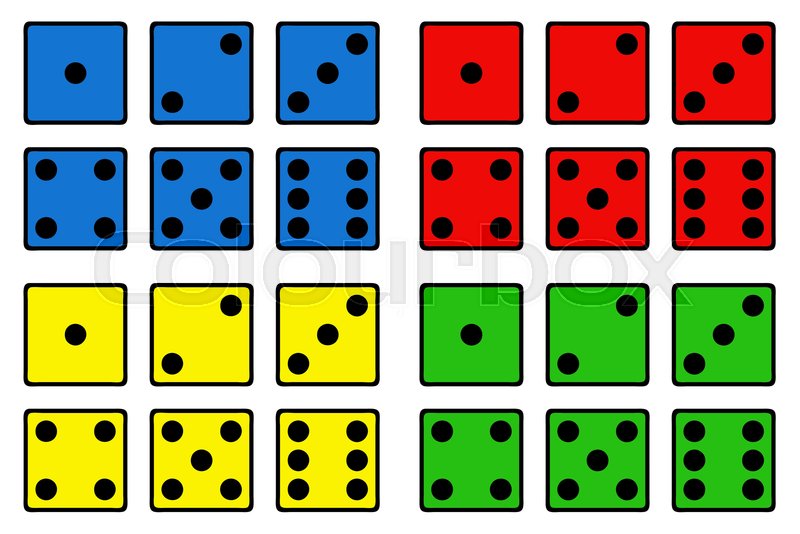 Illustration of color dice isolated on ... | Stock vector | Colourbox