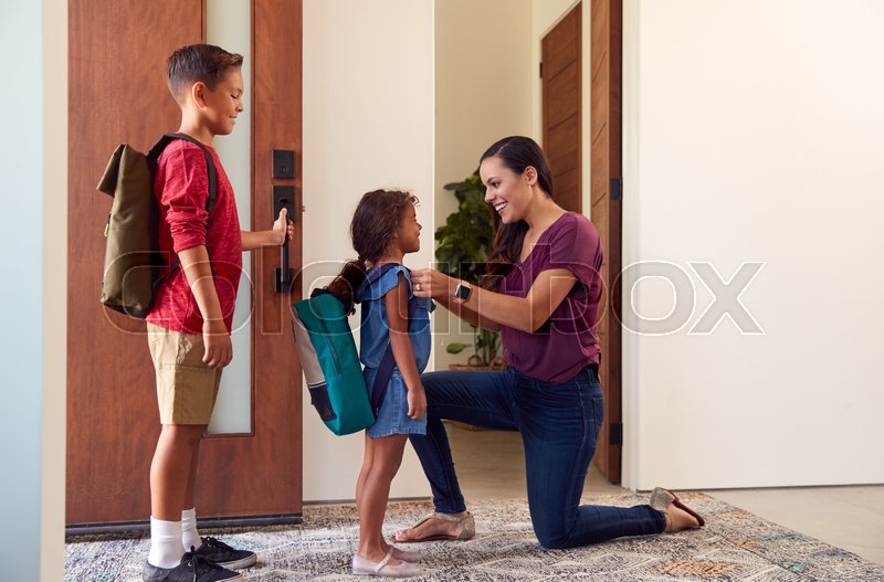 Mother Saying Goodbye To Children As ... | Stock image | Colourbox
