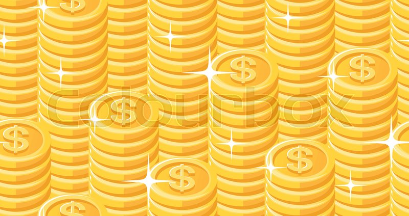 Seamless pattern of Gold coins stack. ... | Stock vector | Colourbox