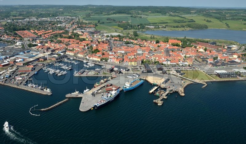Luftfoto over Faaborg by og havn | Stock foto | Colourbox