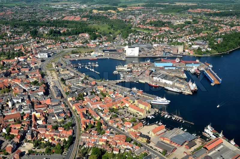Luftfoto over Svendborg by og havn | Stock foto | Colourbox