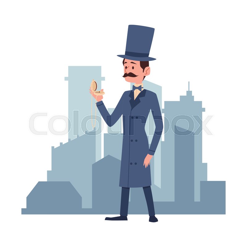 Vintage victorian gentleman cartoon ... | Stock vector | Colourbox