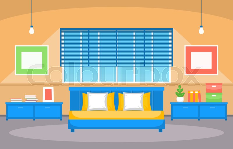 Bedroom Sleeping Room Bed Interior ... | Stock vector | Colourbox