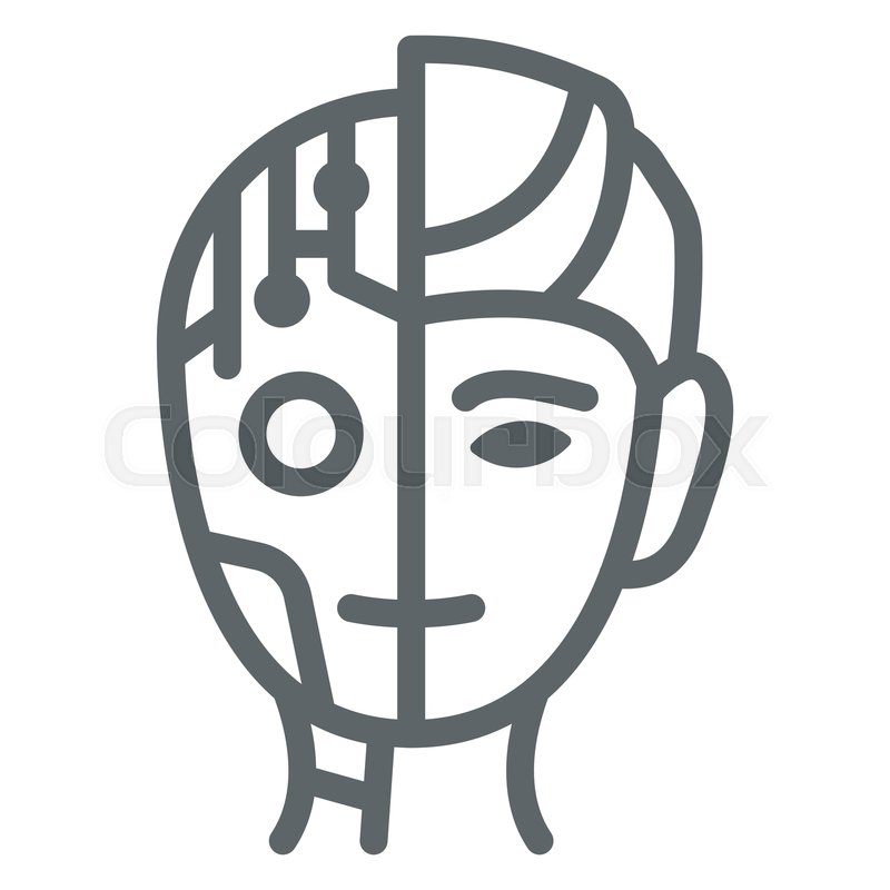 Half Robot Face Drawing