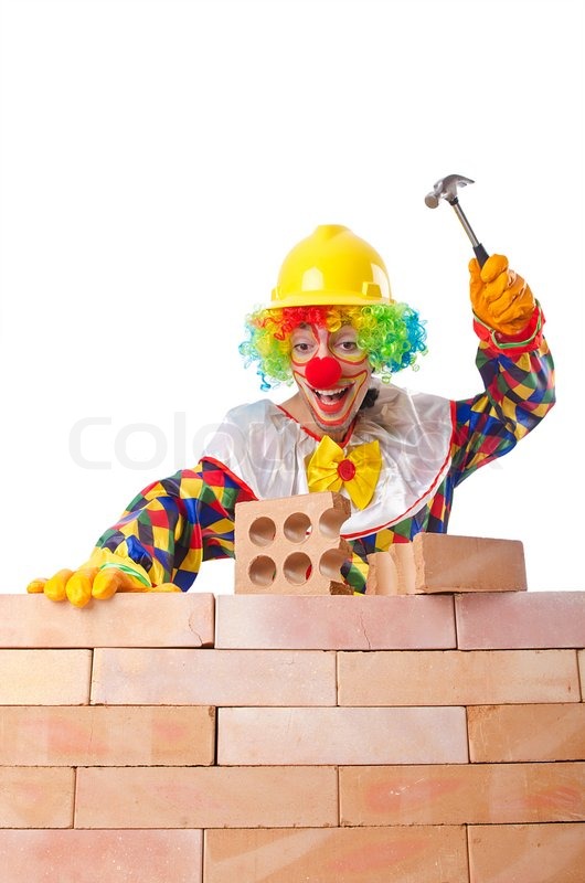 Bad construction concept with clown ... | Stock image | Colourbox