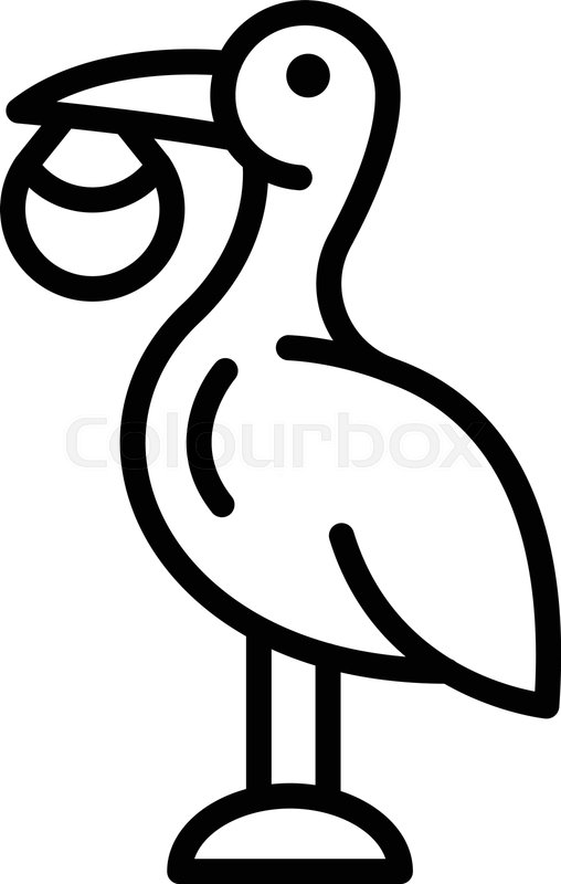Baby stork icon. Outline baby stork ... | Stock vector | Colourbox