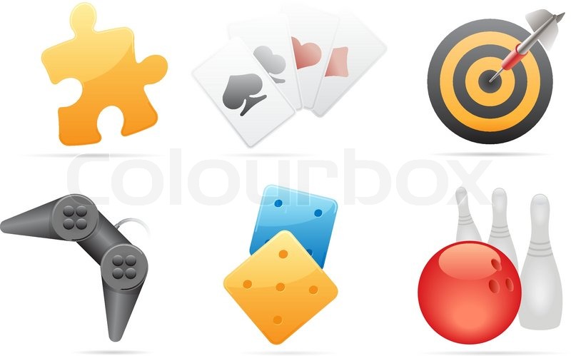 Symbole für Spiele, Freizeit- und ... | Stock-Vektor | Colourbox