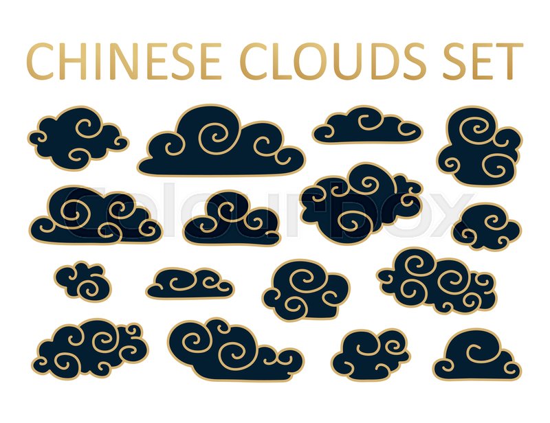 Asian cloud set. Vector collection of ... | Stock vector | Colourbox