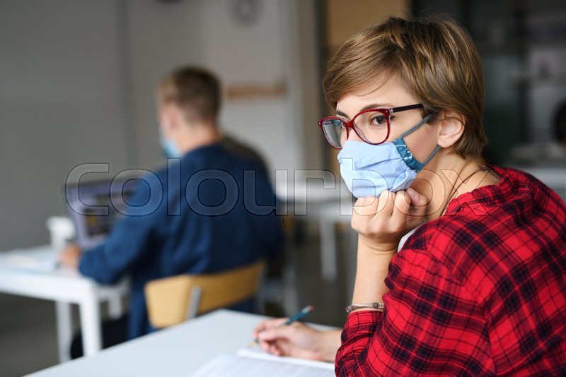 Portrait of young student with face ... | Stock image | Colourbox