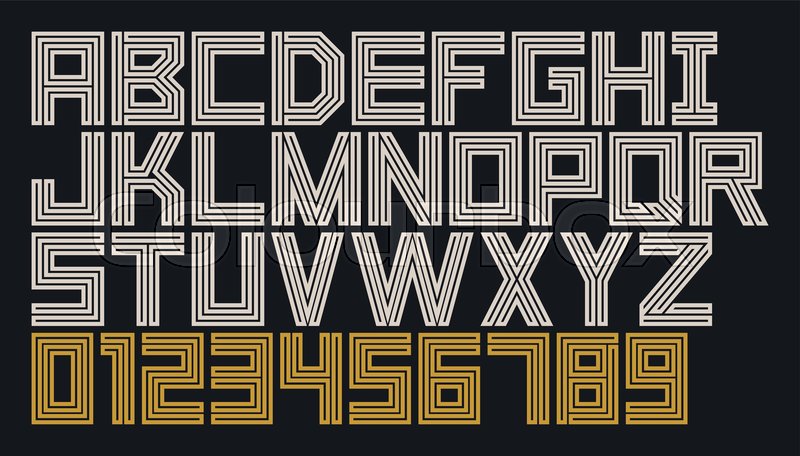 Linear font. Minimalistic alphabet ... | Stock vector | Colourbox