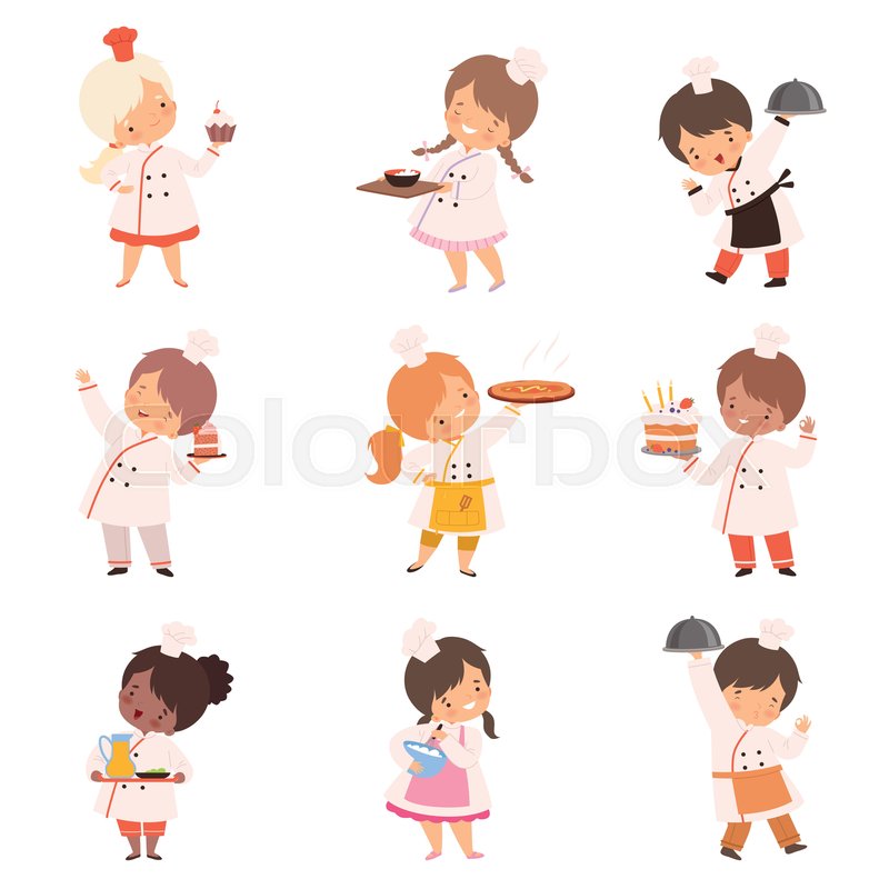 Cute Little Chefs Characters in ... | Stock vector | Colourbox