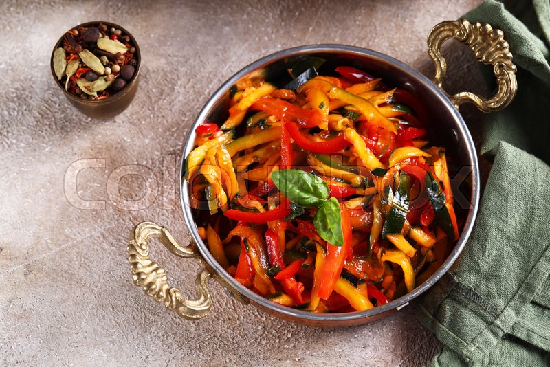 Traditional indian food green curry ... | Stock image | Colourbox