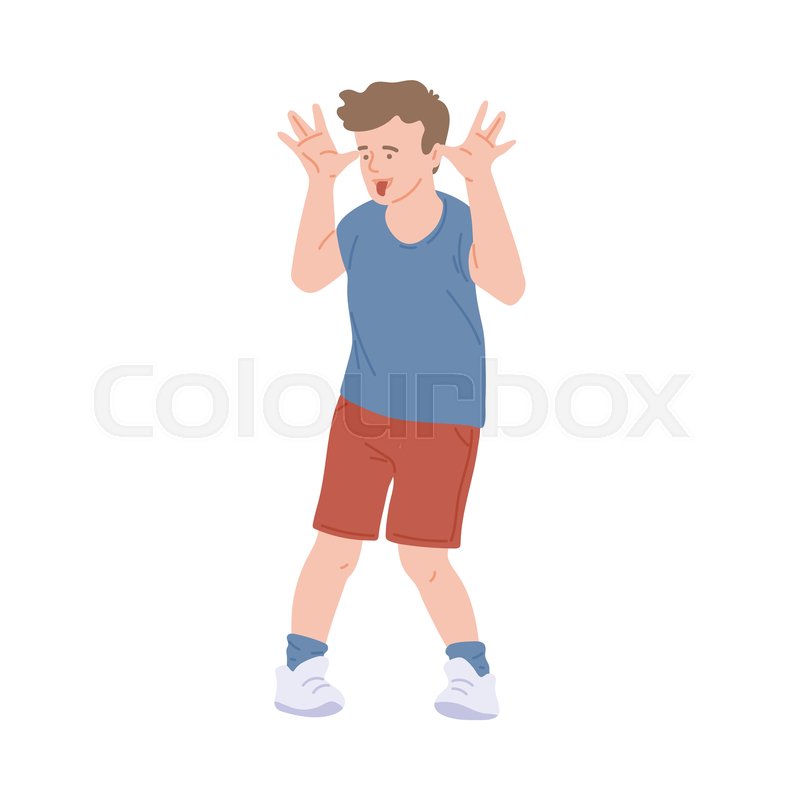 Mischief child boy grimacing and ... | Stock vector | Colourbox