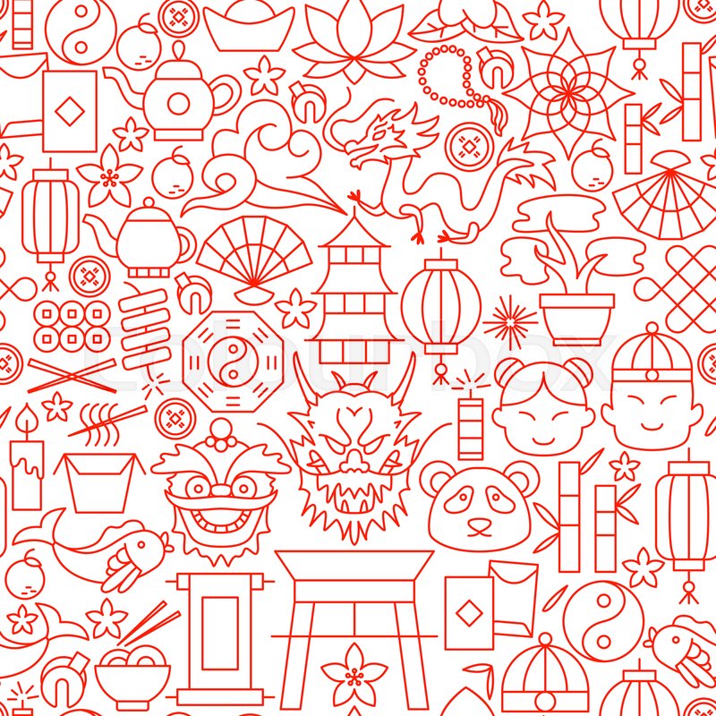 Chinese Line Seamless Pattern. Vector ... | Stock vector | Colourbox