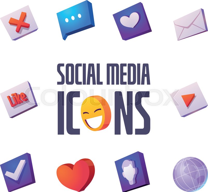 Social media icons cartoon set speech ... | Stock vector | Colourbox