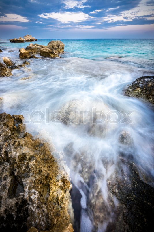 Stones with splashing water on the ... | Stock image | Colourbox