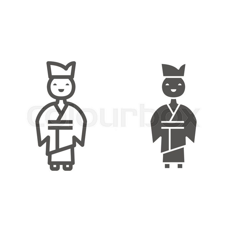 Chinese man line and solid icon, ... | Stock vector | Colourbox