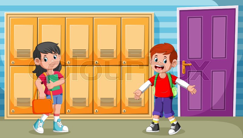 The illustration of student walking in ... | Stock vector | Colourbox