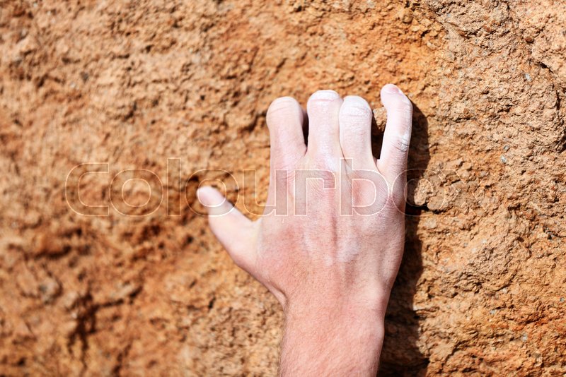 Climbing hand closeup grip during rock ... | Stock image | Colourbox