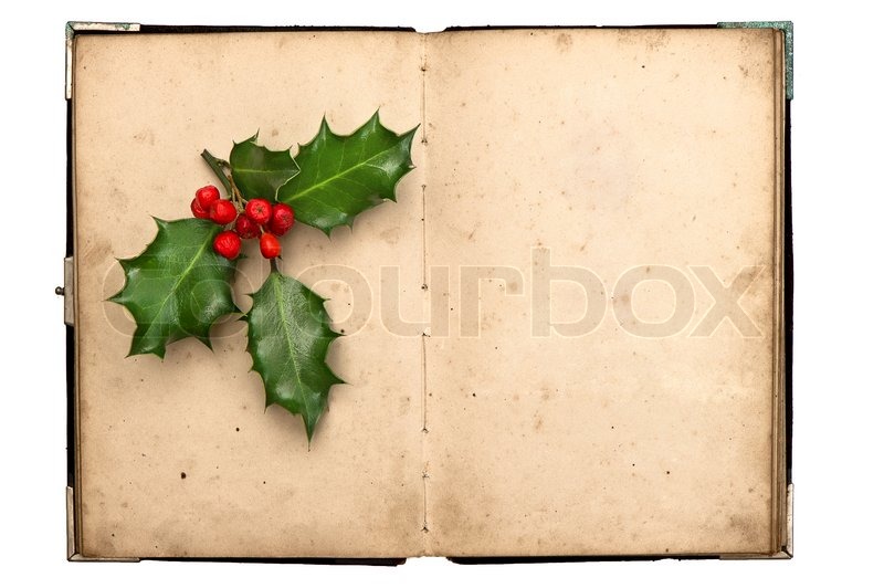 Open vintage book with christmas ... | Stock image | Colourbox