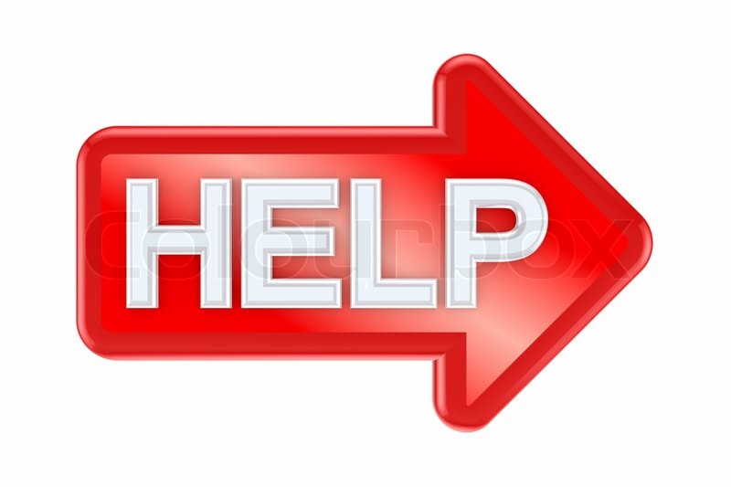 Red arrow with a word HELP | Stock image | Colourbox