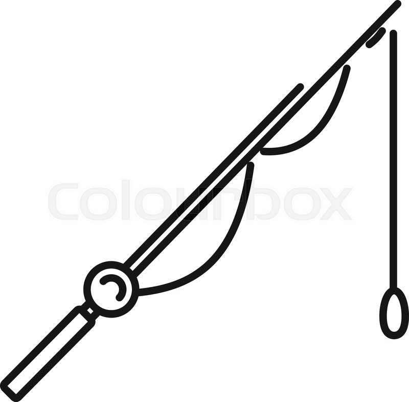 Fishing rod icon. Outline fishing rod ... | Stock vector | Colourbox