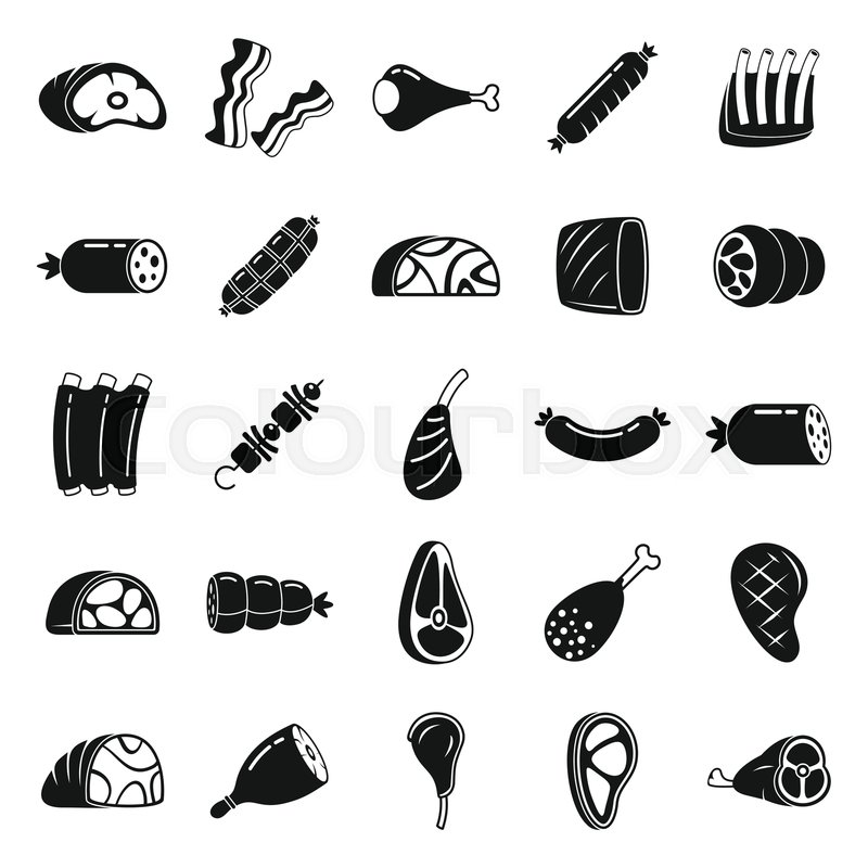 Meat icons set. Simple set of meat ... | Stock vector | Colourbox
