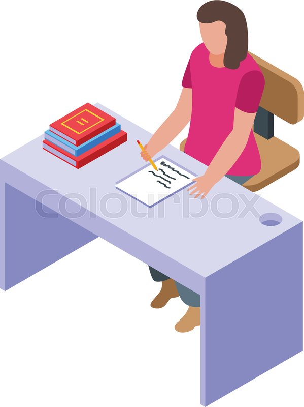 Kid school writing icon. Isometric of ... | Stock vector | Colourbox