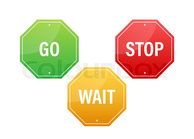 Go, wait, and stop traffic signs. ... | Stock vector | Colourbox