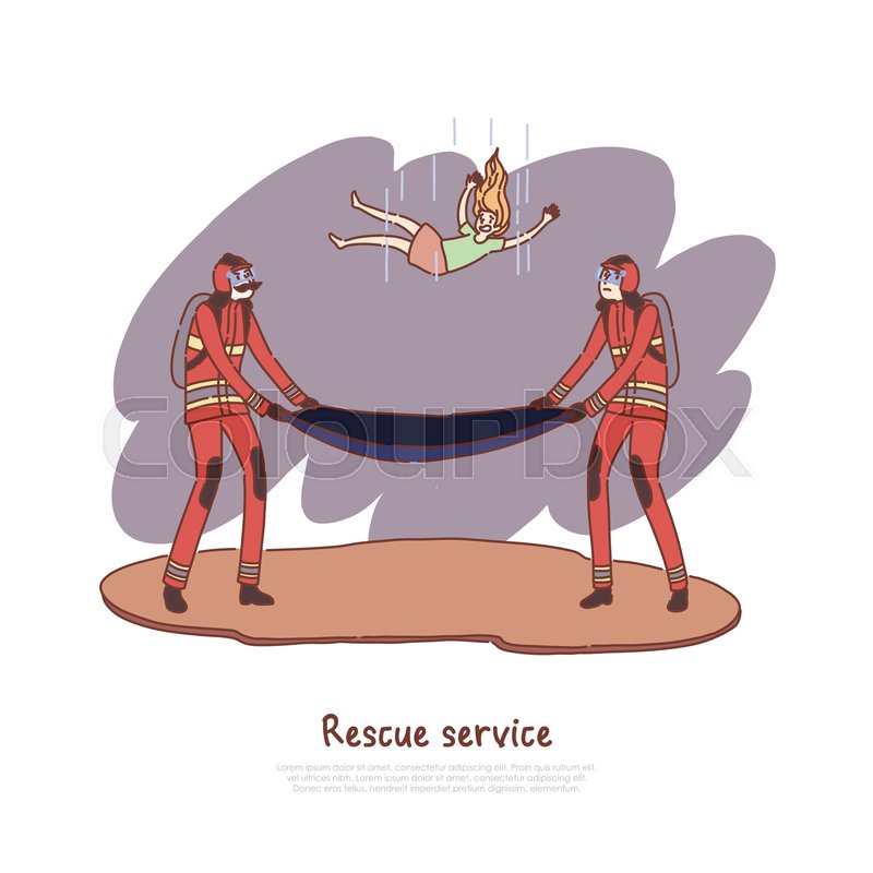 Firefighters catching falling kid, ... | Stock vector | Colourbox