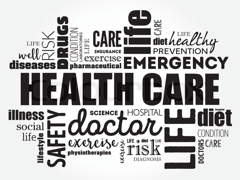 Health care word cloud collage, health ... | Stock vector | Colourbox