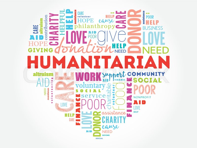 Humanitarian heart word cloud collage, ... | Stock vector | Colourbox