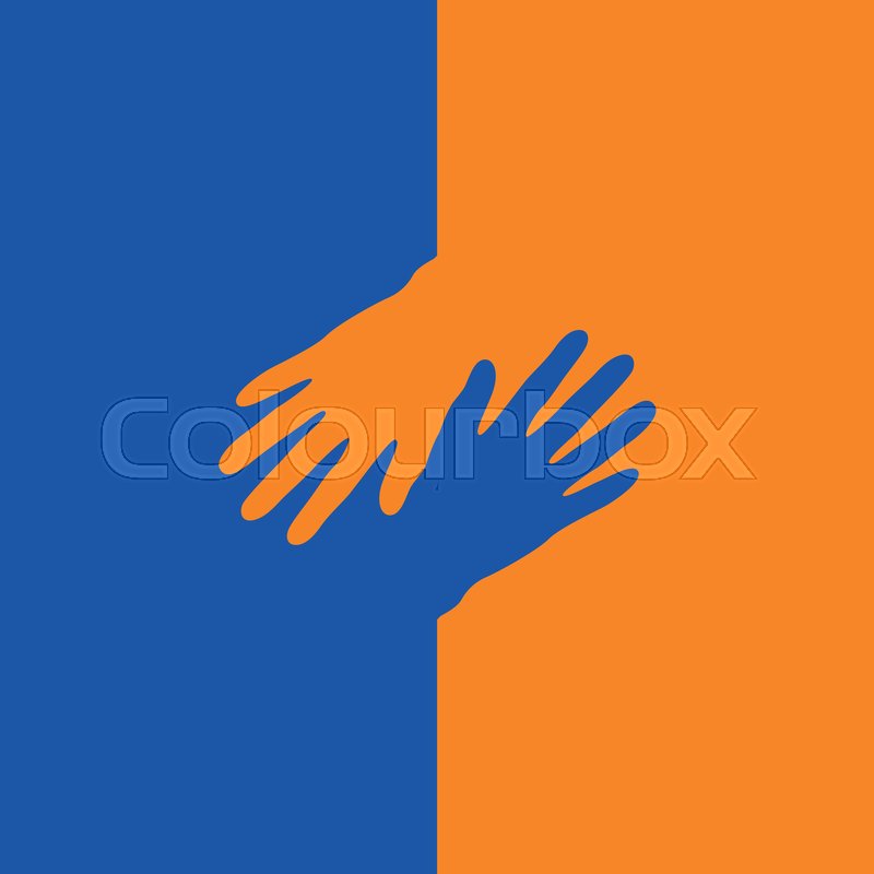 Blue and orange human hand isolated ... | Stock vector | Colourbox