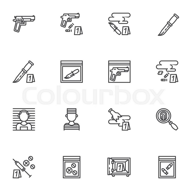 Criminal evidence line icons set, ... | Stock vector | Colourbox