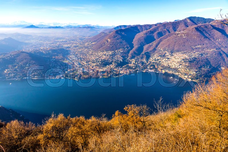 Winter skyline of Como Lake. View from ... | Stock image | Colourbox