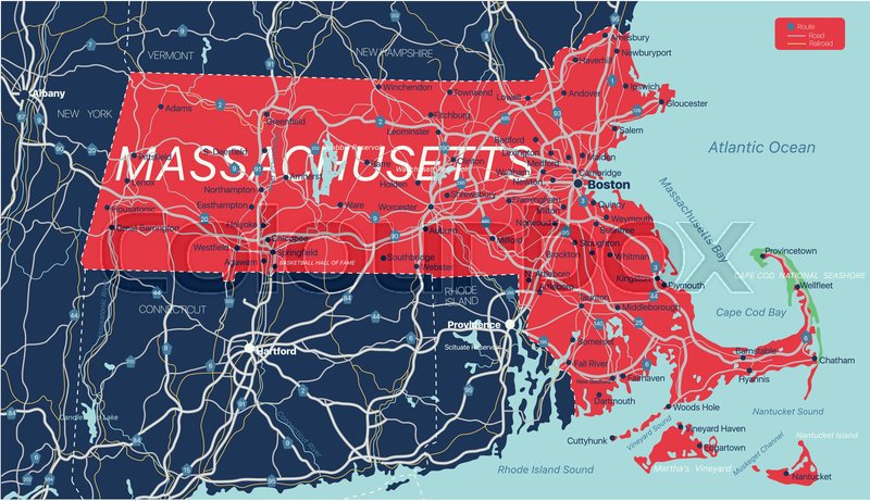 Which Five States Border Massachusetts