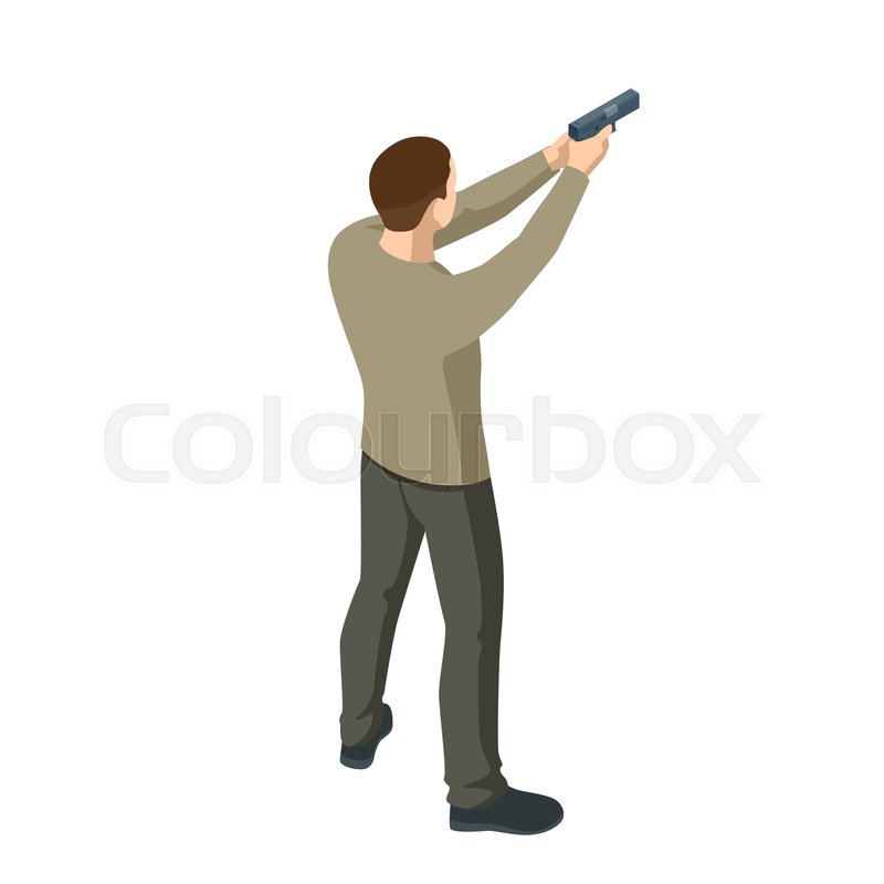 Isometric man with a gun in his hand ... | Stock vector | Colourbox