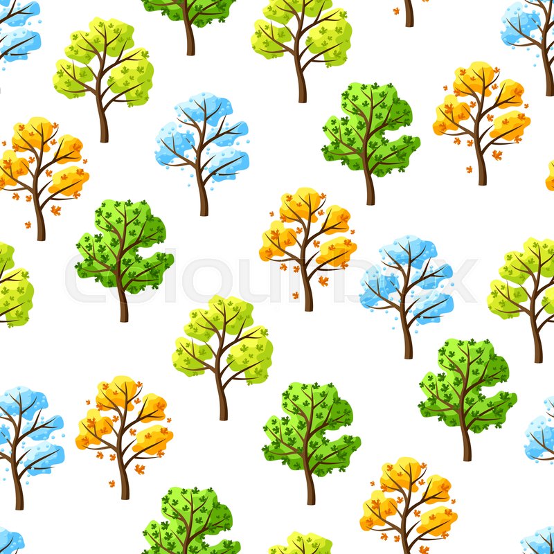 Four seasons trees pattern. ... | Stock vector | Colourbox