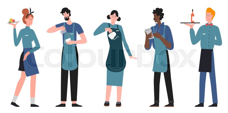 People waiter and waitress vector ... | Stock vector | Colourbox