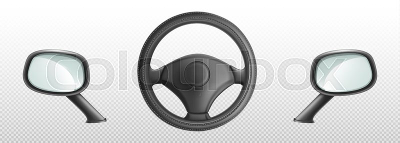 Car steering wheel and side rear view ... | Stock vector | Colourbox