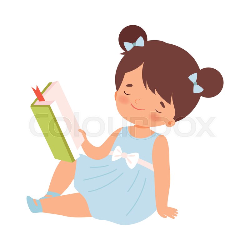 Kid Reading A Book Cartoon