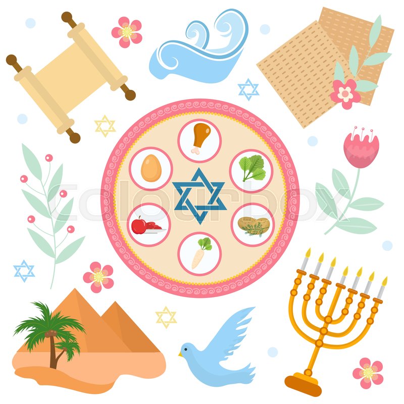 Passover icons set. flat, cartoon ... | Stock vector | Colourbox