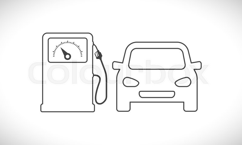 Car and fuel gas station - outline ... | Stock vector | Colourbox