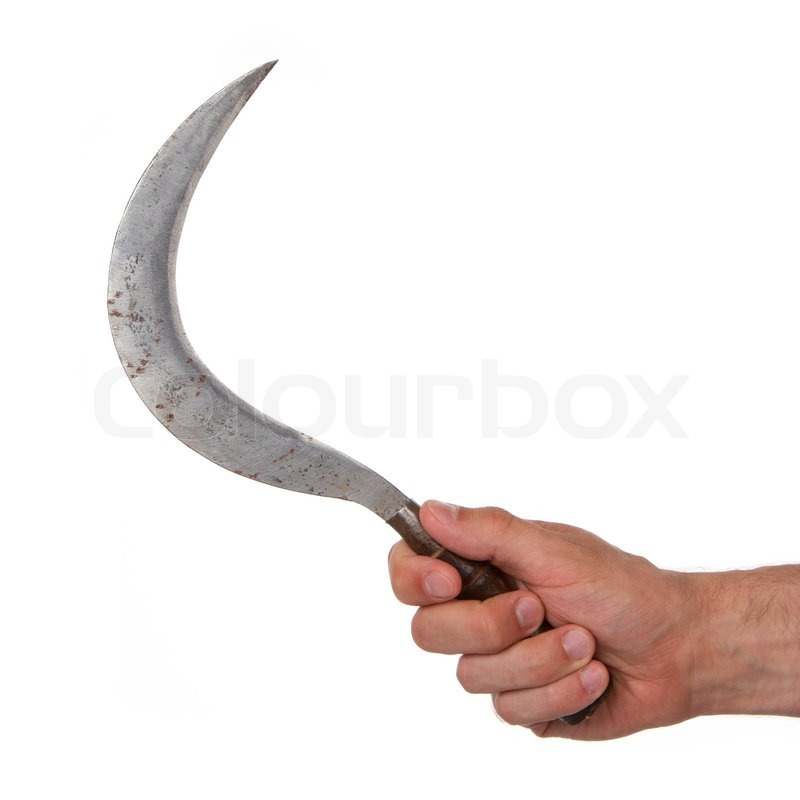 Man holding a rusted sickle | Stock image | Colourbox