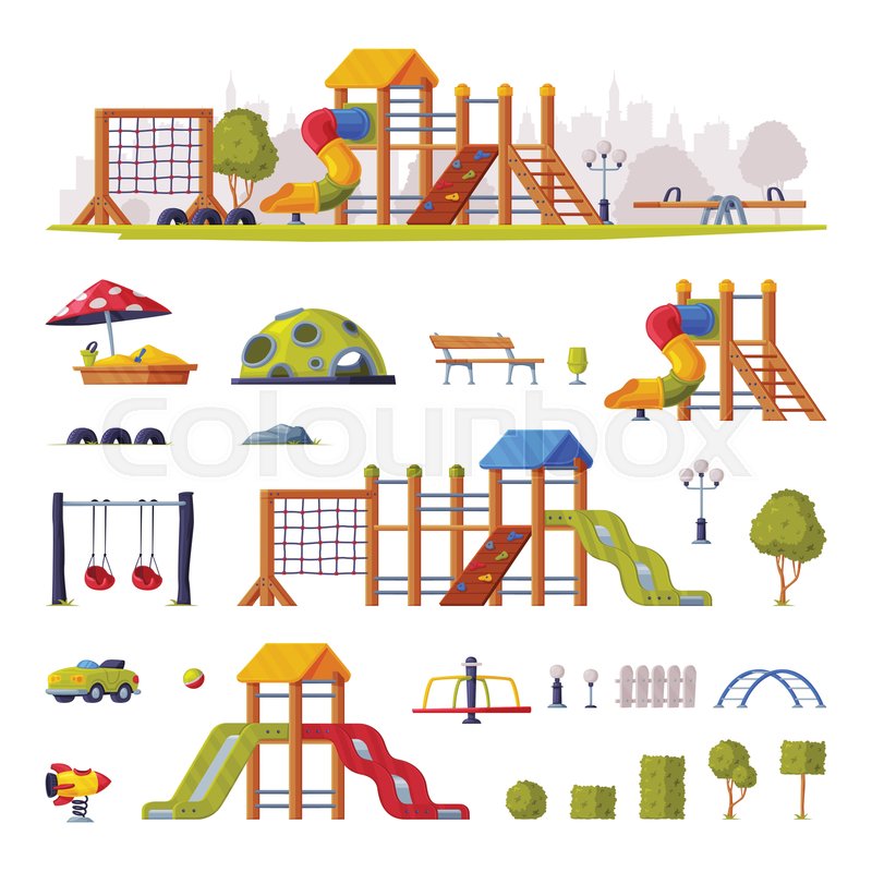 Children Playground Elements with ... | Stock vector | Colourbox