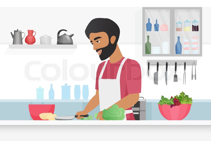 Man cooking food vector illustration. ... | Stock vector | Colourbox
