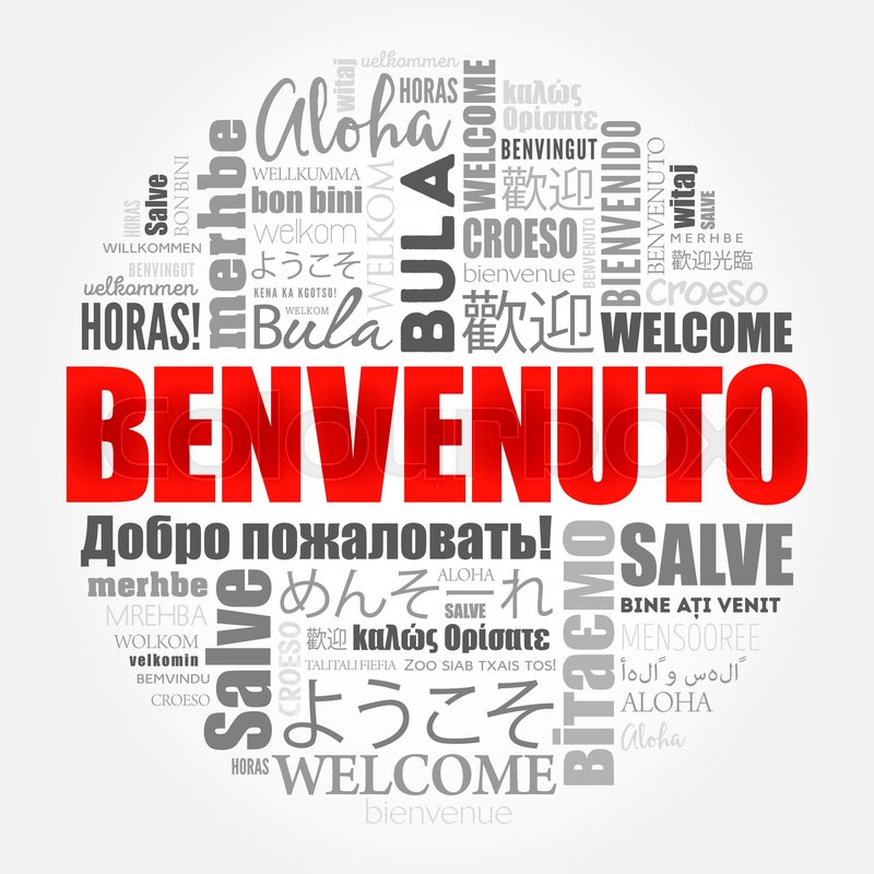 Benvenuto (Welcome in Italian) word ... | Stock vector | Colourbox