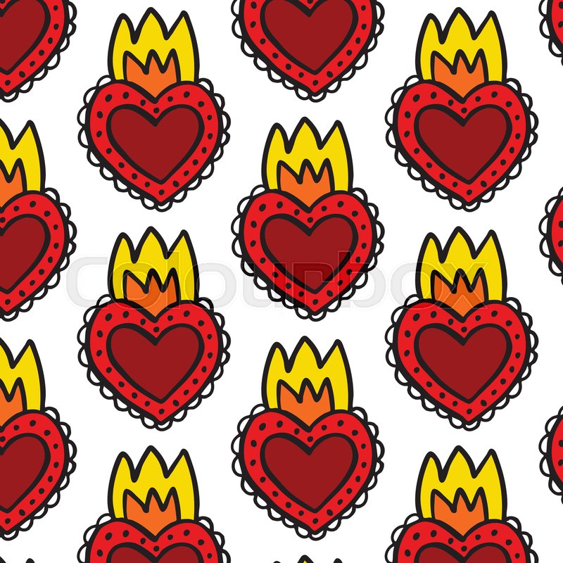 Sacred heart doodle pattern, vector ... | Stock vector | Colourbox